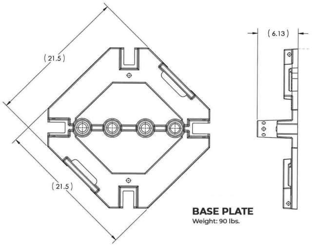 Base Plate with Rubber Pads - Powdercoat Safety Yellow – CAI Safety ...