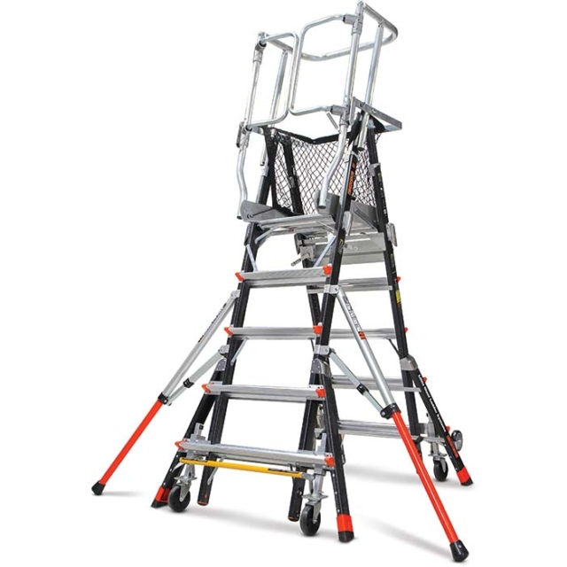 Standard Dual Safety Ladder with Enclosed Work Platform | CAI Safety ...