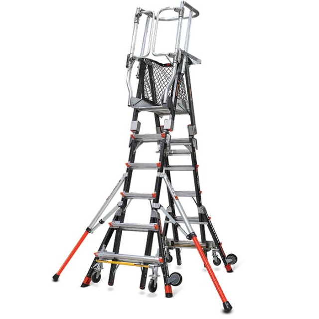 Compact Dual Ladder with Enclosed Work Platform | CAI Safety Systems, Inc.